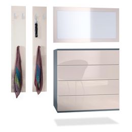 Vladon GARDEROBE Horizon Sandgrau Hochglanz