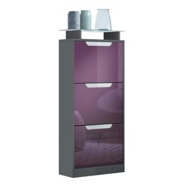 Vladon SCHUHSCHRANK Space Brombeer Hochglanz