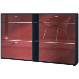 Vladon SCHUHSCHRANK Today Fronten in Bordeaux Hochglanz