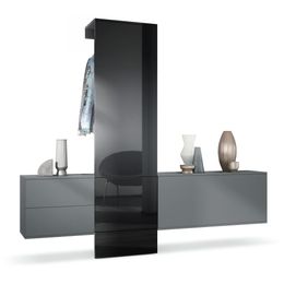 Vladon GARDEROBE Carlton Paneel in Schwarz Hochglanz