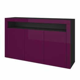 Vladon SIDEBOARD Valencia Brombeer Hochglanz / Brombeer Hochglanz