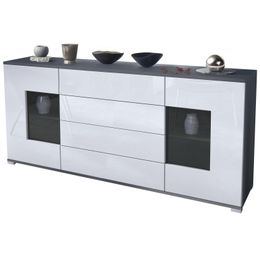 Vladon SIDEBOARD Gr&ouml;mitz Wei&szlig; Hochglanz