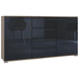 Vladon SIDEBOARD Sylt Schwarz Hochglanz
