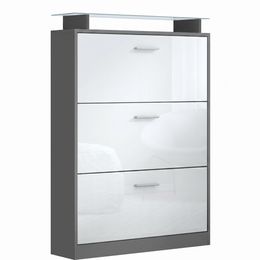 Vladon SCHUHSCHRANK Lavia Front in Wei&szlig; Hochglanz