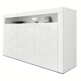Vladon SIDEBOARD Valencia Fronten in Wei&szlig; Hochglanz Element mit 3D Struktur