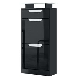 Vladon SCHUHSCHRANK Fiesta Schwarz Hochglanz / Wei&szlig; Hochglanz