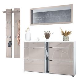 Vladon GARDEROBE Orlando Sandgrau Hochglanz