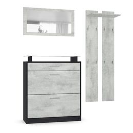 Vladon GARDEROBE Loret Front in Beton Oxid Optik
