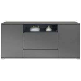 Vladon SIDEBOARD Skadu Schwarz Hochglanz