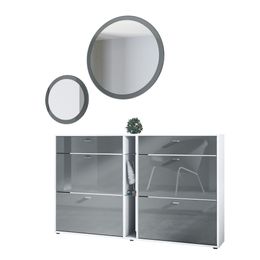 Vladon GARDEROBE Florence Grau Hochglanz