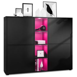 Vladon HIGHBOARD Cuba T&uuml;ren in Schwarz matt