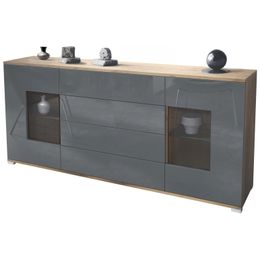 Vladon SIDEBOARD Gr&ouml;mitz Grau Hochglanz
