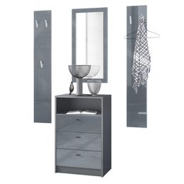 Vladon GARDEROBE Pino Grau Hochglanz