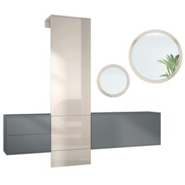 Vladon GARDEROBE Carlton Dual Sandgrau Hochglanz