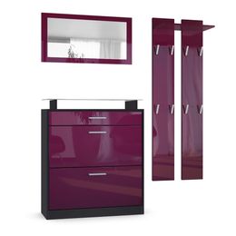 Vladon GARDEROBE Loret Front in Brombeer Hochglanz