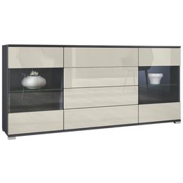 Vladon SIDEBOARD Bari Creme Hochglanz