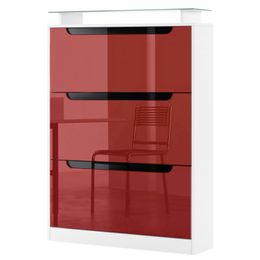 Vladon SCHUHSCHRANK Space Bordeaux Hochglanz / Schwarz Hochglanz