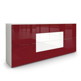 Vladon SIDEBOARD Rova Bordeaux Hochglanz / Wei&szlig; Hochglanz