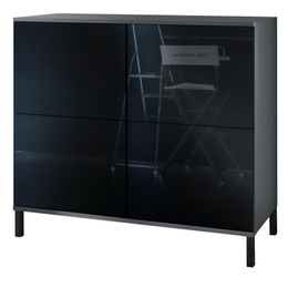 Vladon KOMMODE Rova Schwarz Hochglanz