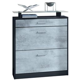 Vladon SCHUHSCHRANK Loret Front in Beton Oxid Optik