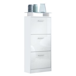 Vladon SCHUHSCHRANK Lavia Front in Wei&szlig; Hochglanz