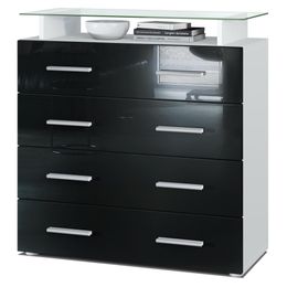 Vladon KOMMODE Pavos Schwarz Hochglanz