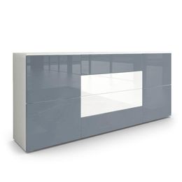 Vladon SIDEBOARD Rova Grau Hochglanz / Wei&szlig; Hochglanz