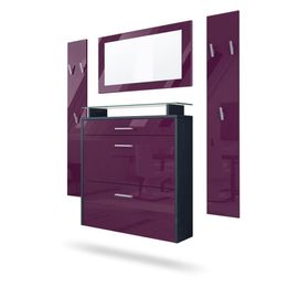 Vladon GARDEROBE Malea Fronten in Brombeer Hochglanz