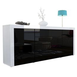 Vladon SIDEBOARD La Paz Schwarz Hochglanz / Wei&szlig; Hochglanz