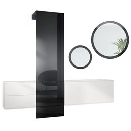 Vladon GARDEROBE DualVista Schwarz Hochglanz