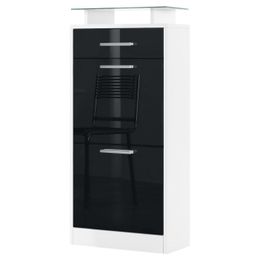 Vladon SCHUHSCHRANK Loret Front in Schwarz Hochglanz