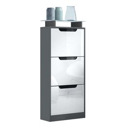 Vladon SCHUHSCHRANK Space Wei&szlig; Hochglanz