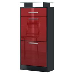 Vladon SCHUHSCHRANK Loret Front in Bordeaux Hochglanz