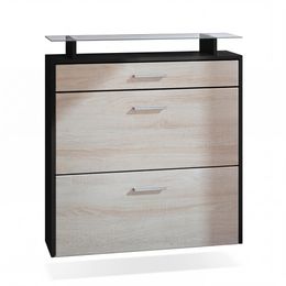 Vladon SCHUHSCHRANK Malea Front in Eiche s&auml;gerau