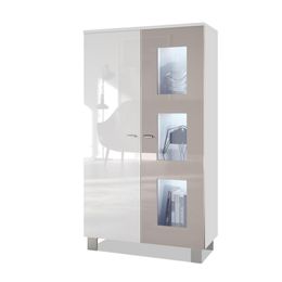 Vladon VITRINE Denjo T&uuml;r in Sandgrau Hochglanz
