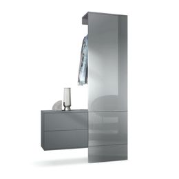 Vladon GARDEROBE Carlton Paneel in Grau Hochglanz