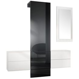 Vladon GARDEROBE Carlton Paneel in Schwarz Hochglanz