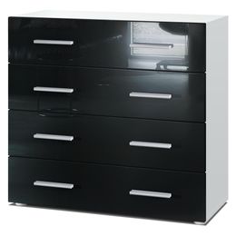 Vladon KOMMODE Pavos Schwarz Hochglanz