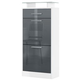 Vladon SCHUHSCHRANK Loret Front in Grau Hochglanz
