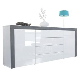 Vladon SIDEBOARD La Paz Wei&szlig; Hochglanz / Avola-Anthrazit