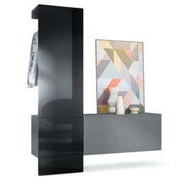 Vladon GARDEROBE Carlton Paneel in Schwarz Hochglanz