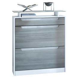 Vladon SCHUHSCHRANK Fiesta Avola-Anthrazit / Wei&szlig; Hochglanz