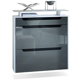 Vladon SCHUHSCHRANK Annie Grau Hochglanz / Schwarz Hochglanz