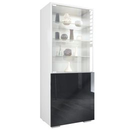 Vladon VITRINE Granada Schwarz Hochglanz