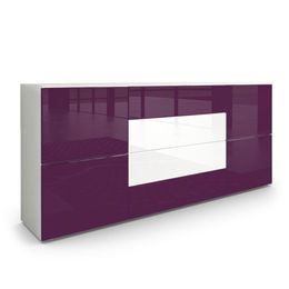 Vladon SIDEBOARD Rova Brombeer Hochglanz / Wei&szlig; Hochglanz