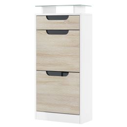 Vladon SCHUHSCHRANK Fiesta Eiche s&auml;gerau / Schwarz Hochglanz