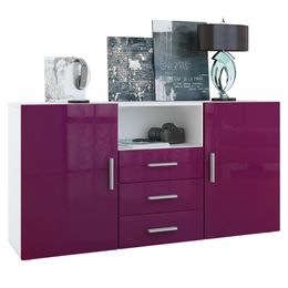 Vladon SIDEBOARD Skadu Front in Brombeer Hochglanz