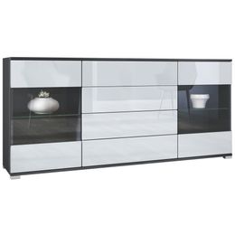 Vladon SIDEBOARD Bari Wei&szlig; Hochglanz