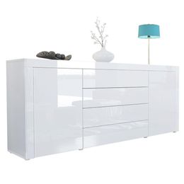Vladon SIDEBOARD La Paz Wei&szlig; Hochglanz / Wei&szlig; Hochglanz