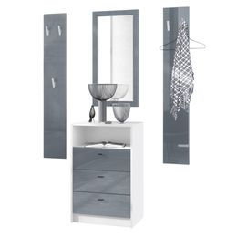 Vladon GARDEROBE Pino Grau Hochglanz